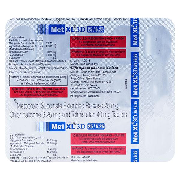MET XL 3D 25/6.25 Tablet 15's – Global Surgicals
